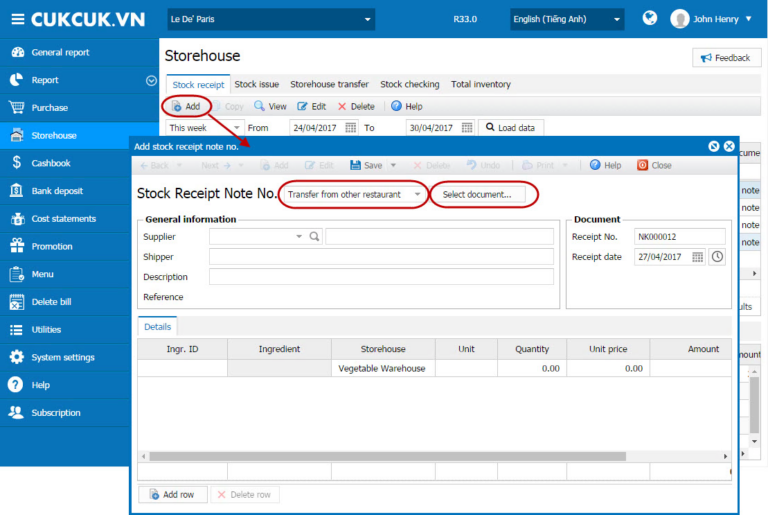 Receive stock – MISA CUKCUK