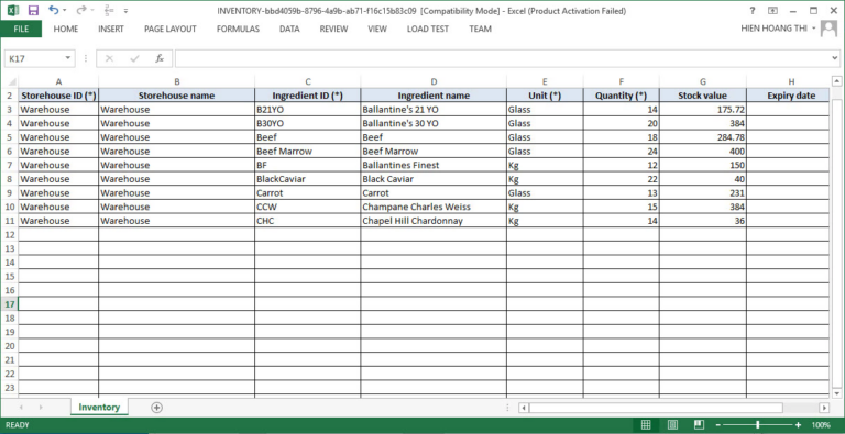 Enter opening inventory balance – MISA CUKCUK